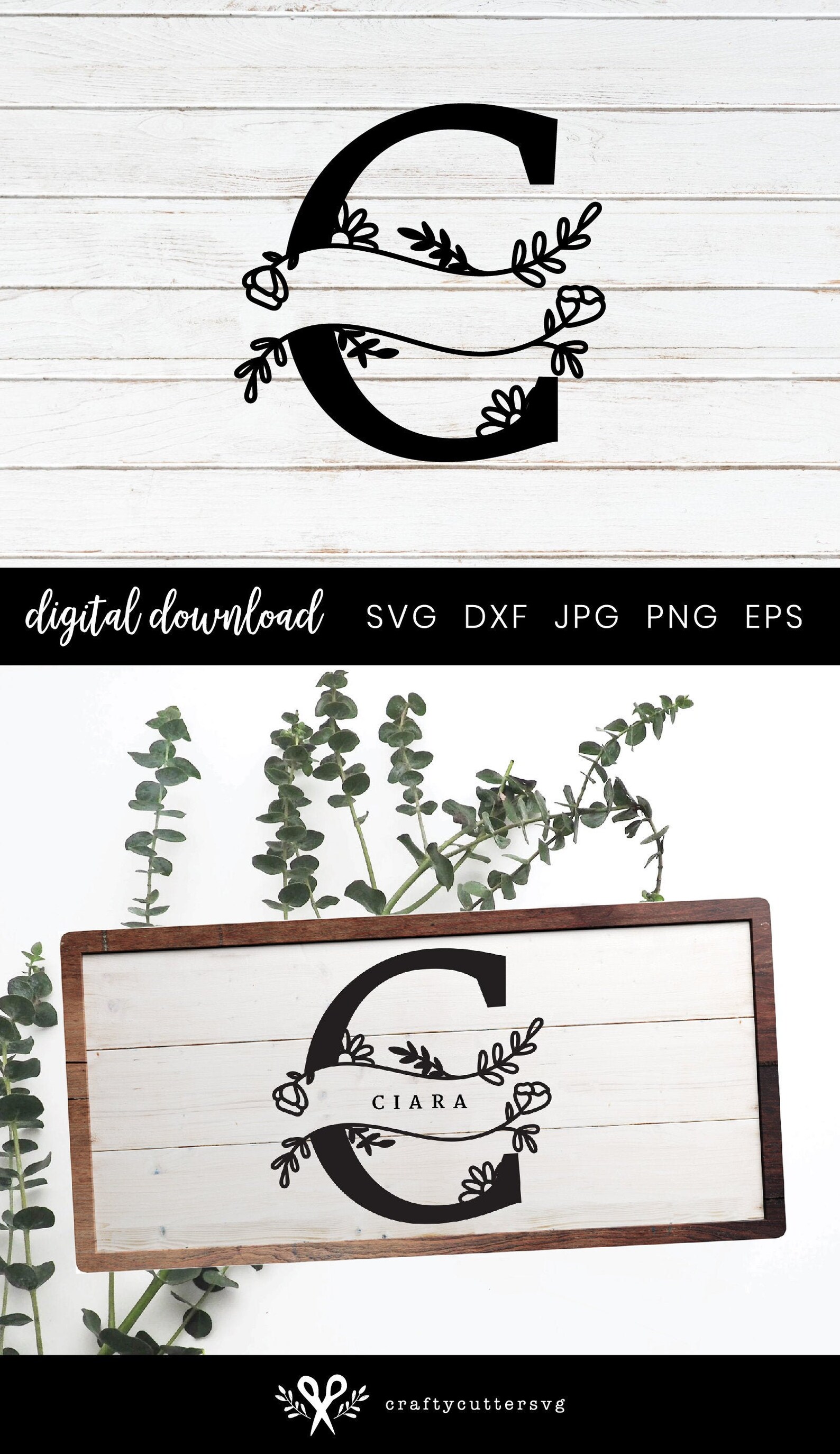 C Monogram Split Alphabet Letter Split Monogram Cut File | Etsy