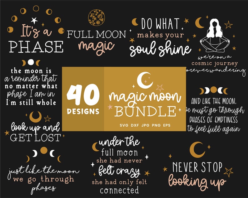 Moon SVG Bundle, Moon Phases Svg Files for Cricut, Lunar Svg Cut File ...