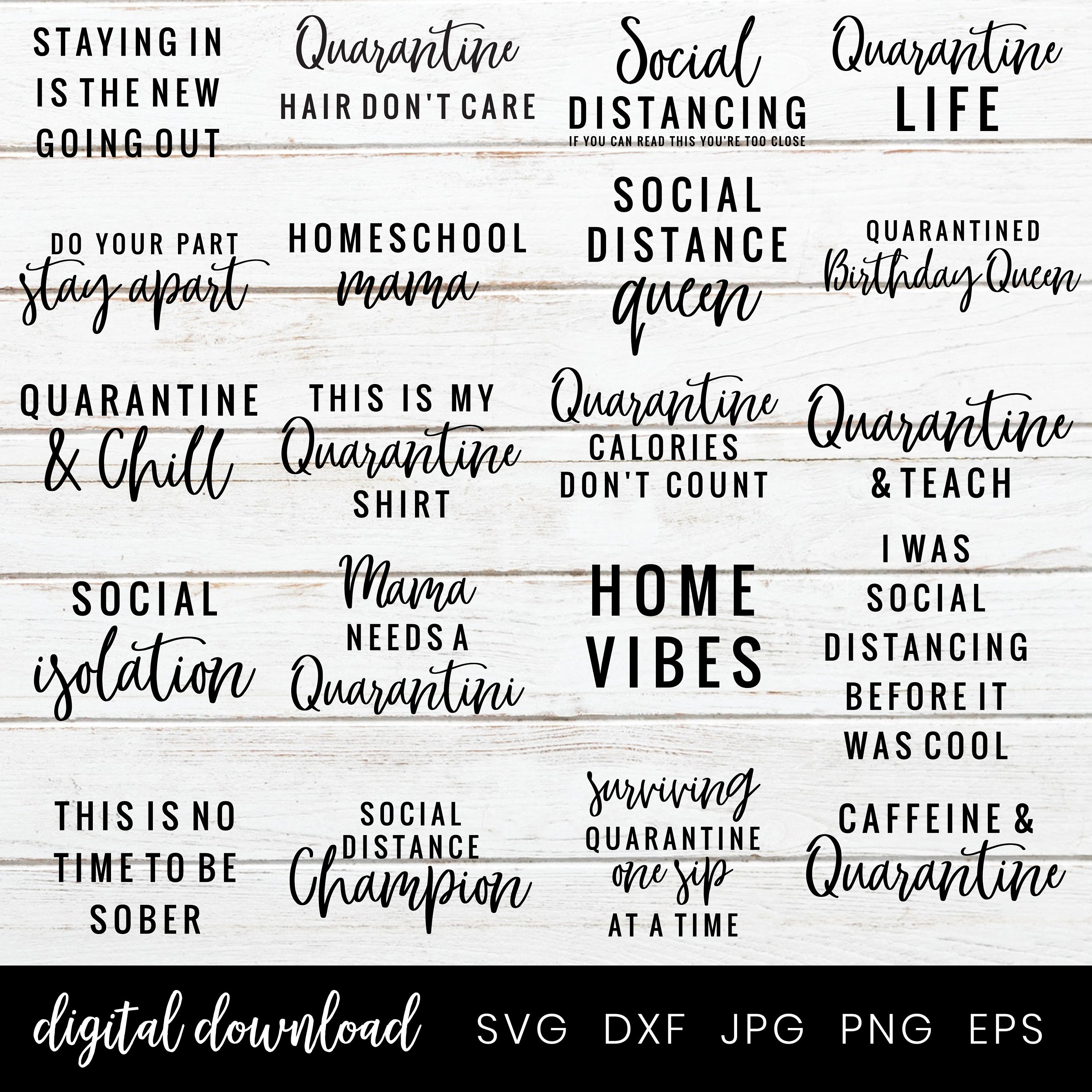 Quarantine 2020 Svg Bundle Social Distancing Shirt Bundle | Etsy