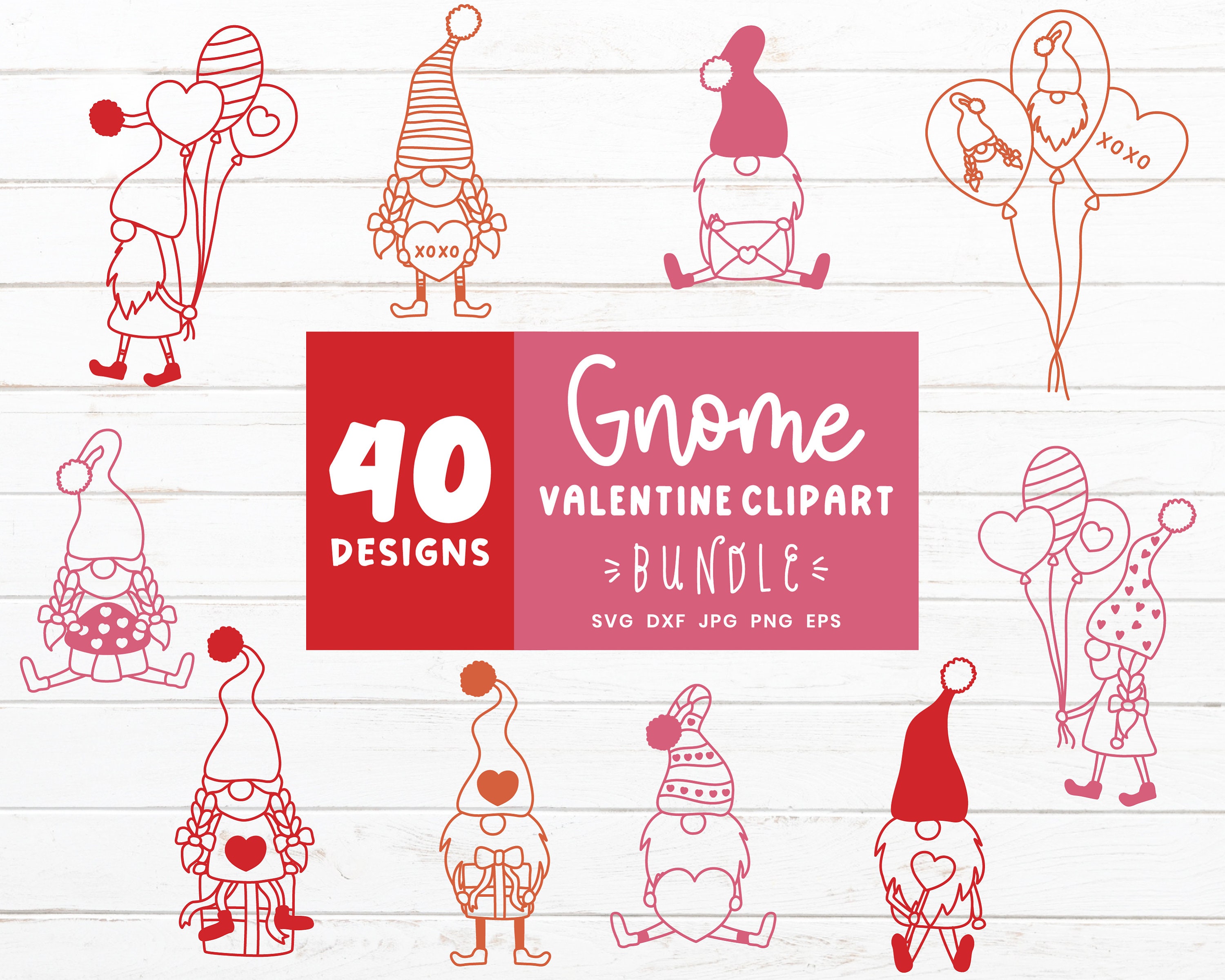 Gnome Valentine's Svg Bundle Valentines Day Svg files for | Etsy
