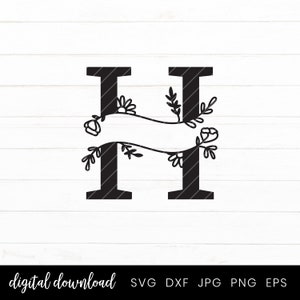 H Monogram Split Alphabet Letter, Split Monogram Cut File, Split ...