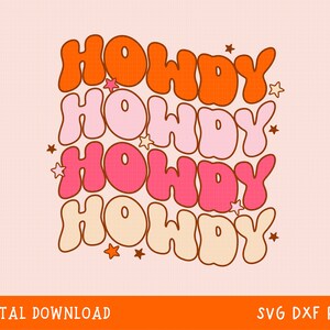 Retro Howdy Svg, Wavy Retro Text, Stars Png, Retro Cowgirl , Southern ...