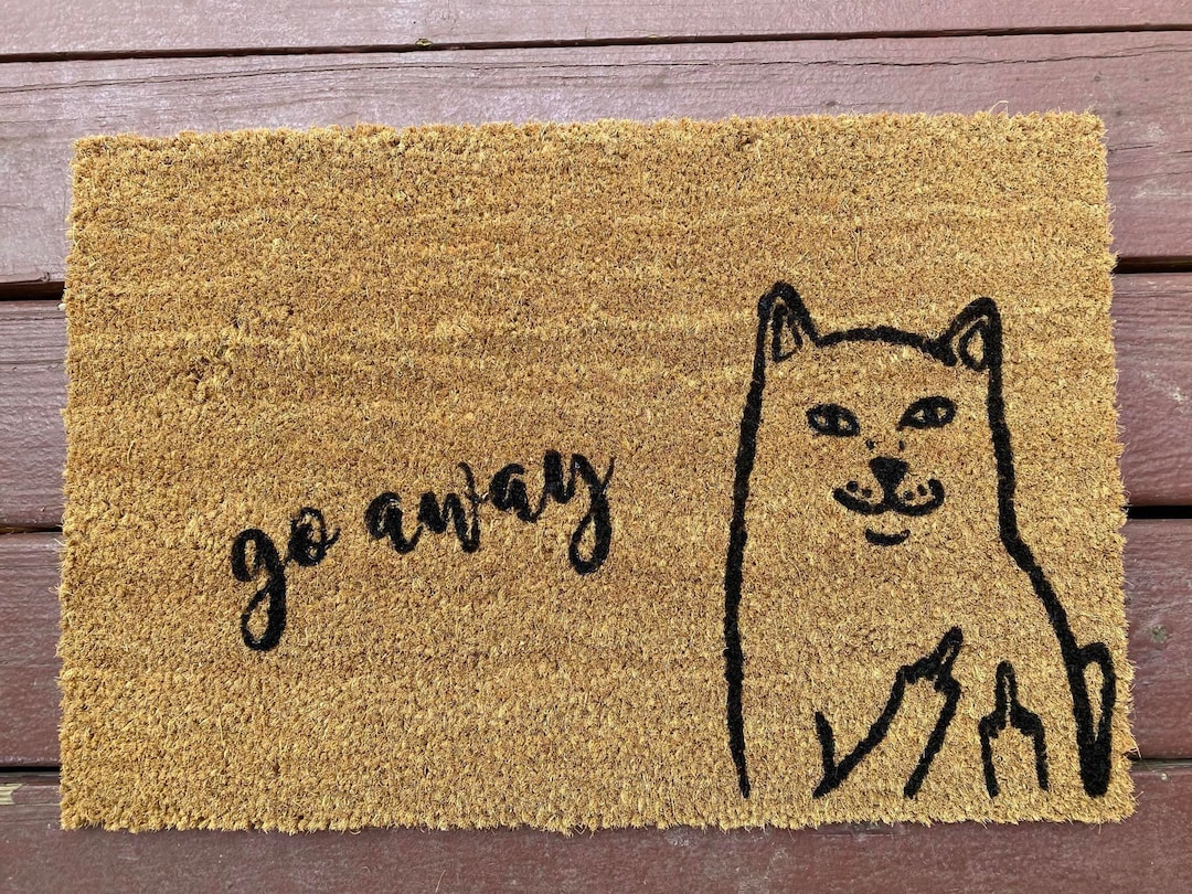 Go Away Hand Painted Door Mat - Etsy