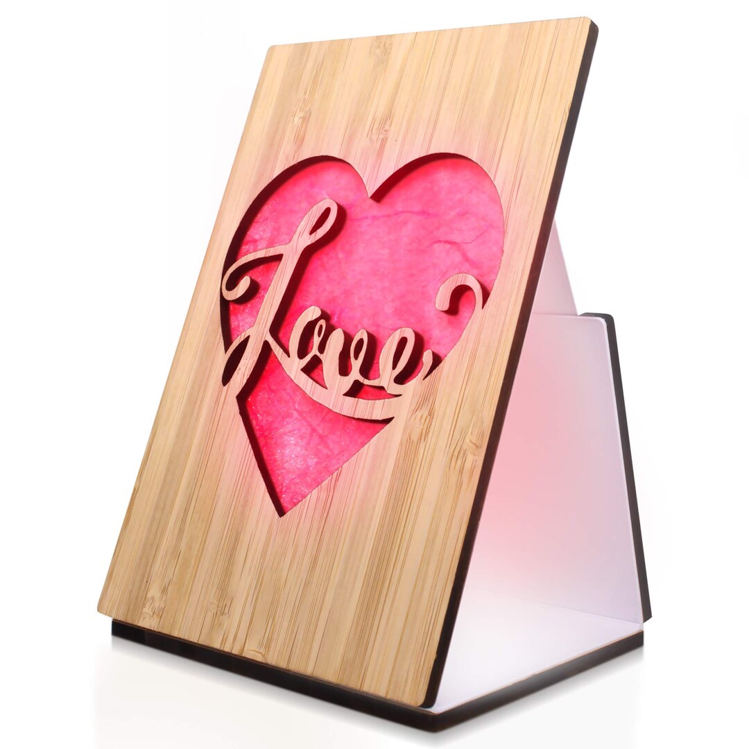 LED Light Pop up Real Wood Greeting Card by Heartspace I Love - Etsy