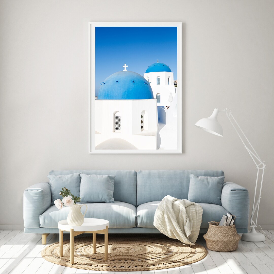 Greece Print // "two Domes" (santorini Beautiful Greece Wall Art ...