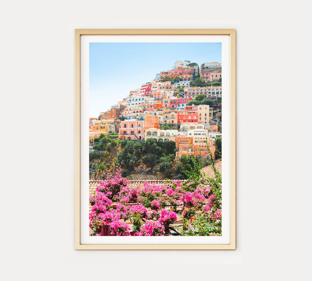 Positano Wall Art // Positano Pastel Houses(positano Prints, Italy Art ...