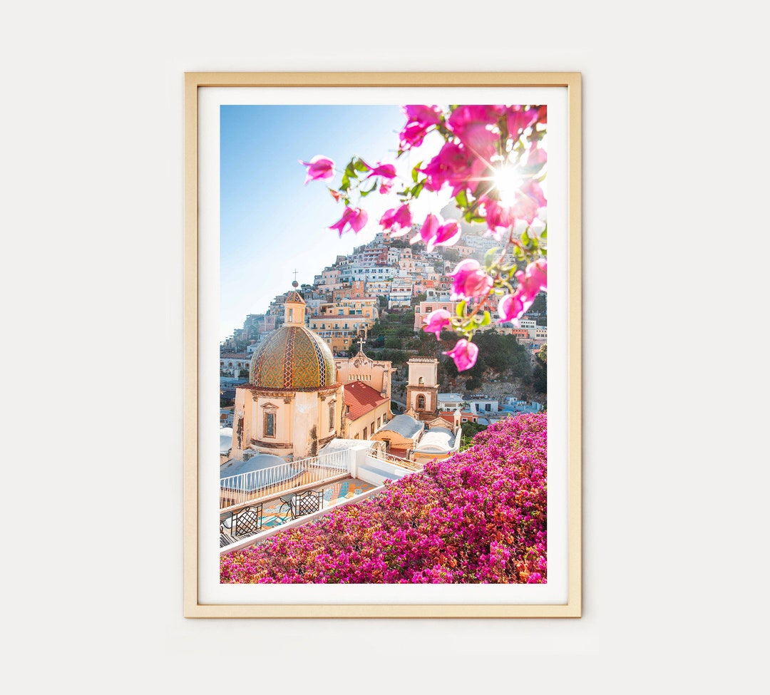 Positano Wall Art // Positano Flower Sunset (positano Prints, Italy Art ...