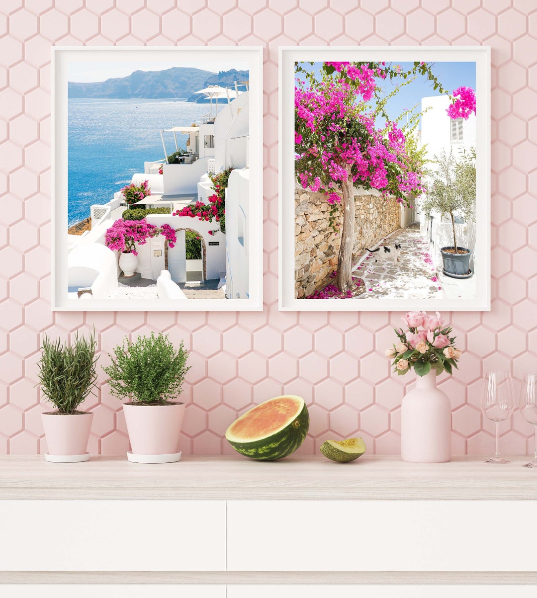 Greece Print Set of 2:santorini Scenes(greek Island Travel Photography ...