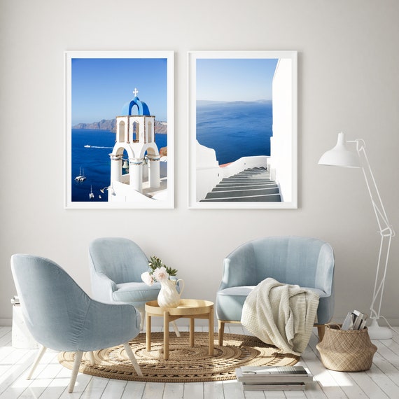Greece Print Set of 2: Deep Blue Greek Island | Etsy