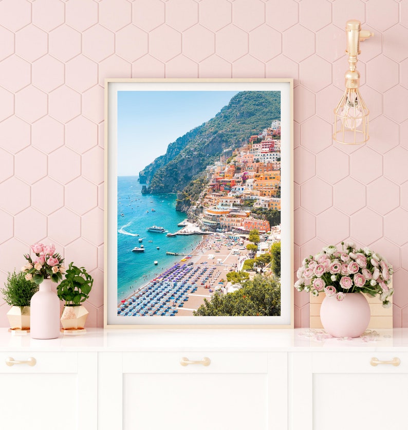 Positano Wall Art // Positano Beach (positano Prints, Italy Art Prints ...