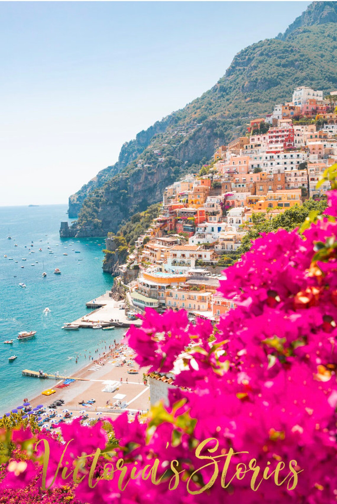 Positano Wall Art // Pink Positano(positano Prints, Italy Art Prints ...