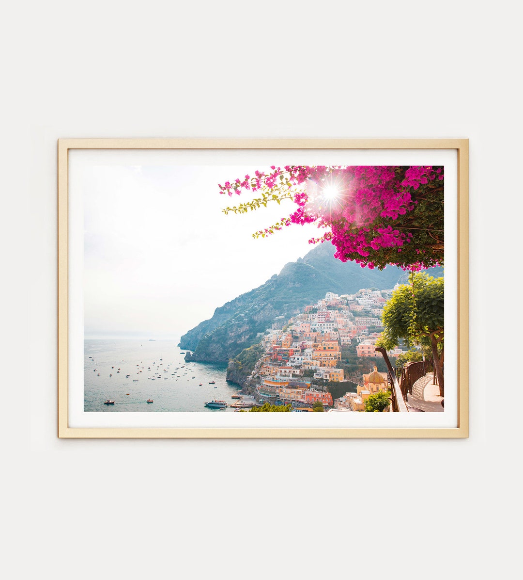 Positano Wall Art // Pink Positano Sunset (positano Prints, Italy Art ...