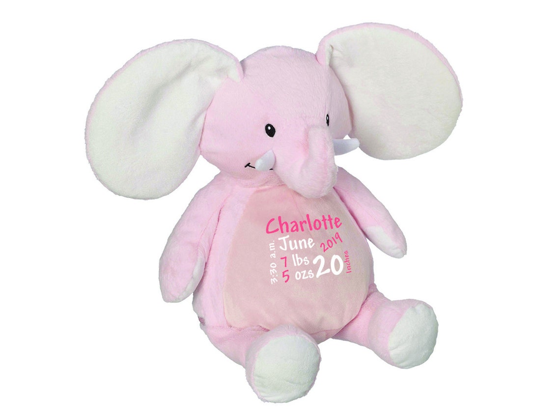 Pink Elephant Custom Stuffed Animal Personalized Baby Gift - Etsy