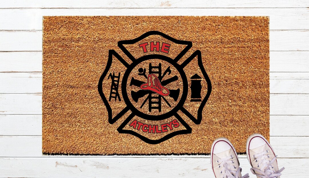 Personalized Firefighter Doormat, Custom Firefighter Mat, Fun Gift for ...