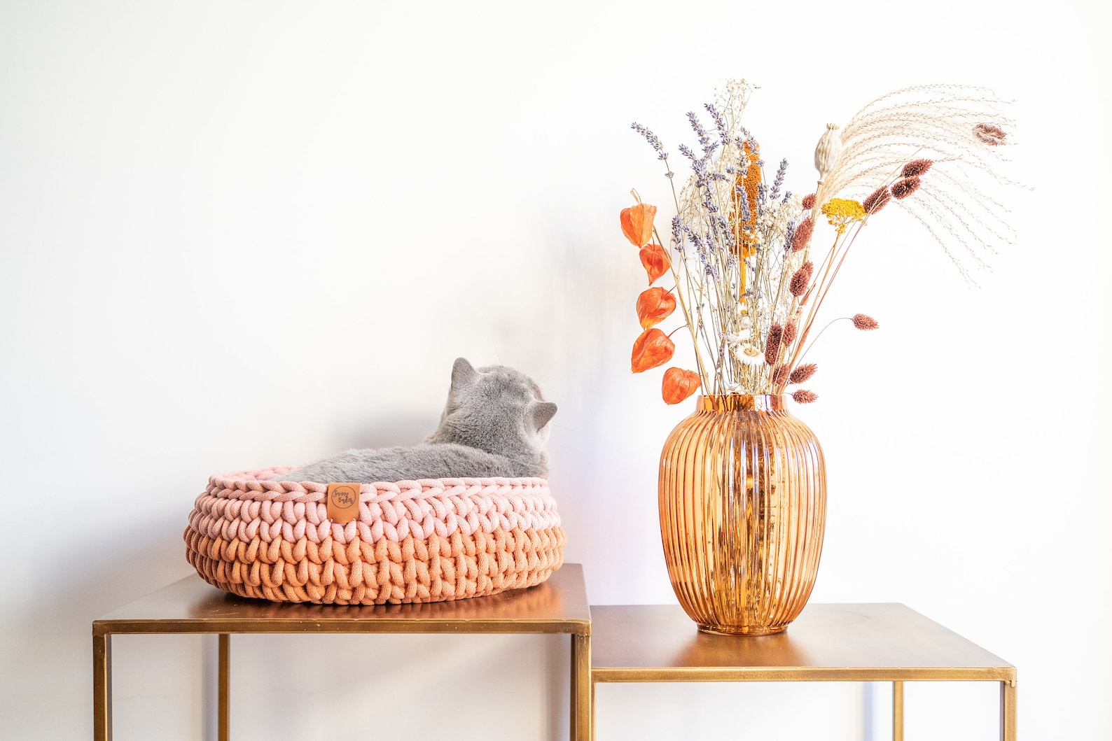 Handmade Cat Basket Recycled Cotton / 2 Coloured / Chunky Yarn / Two ...