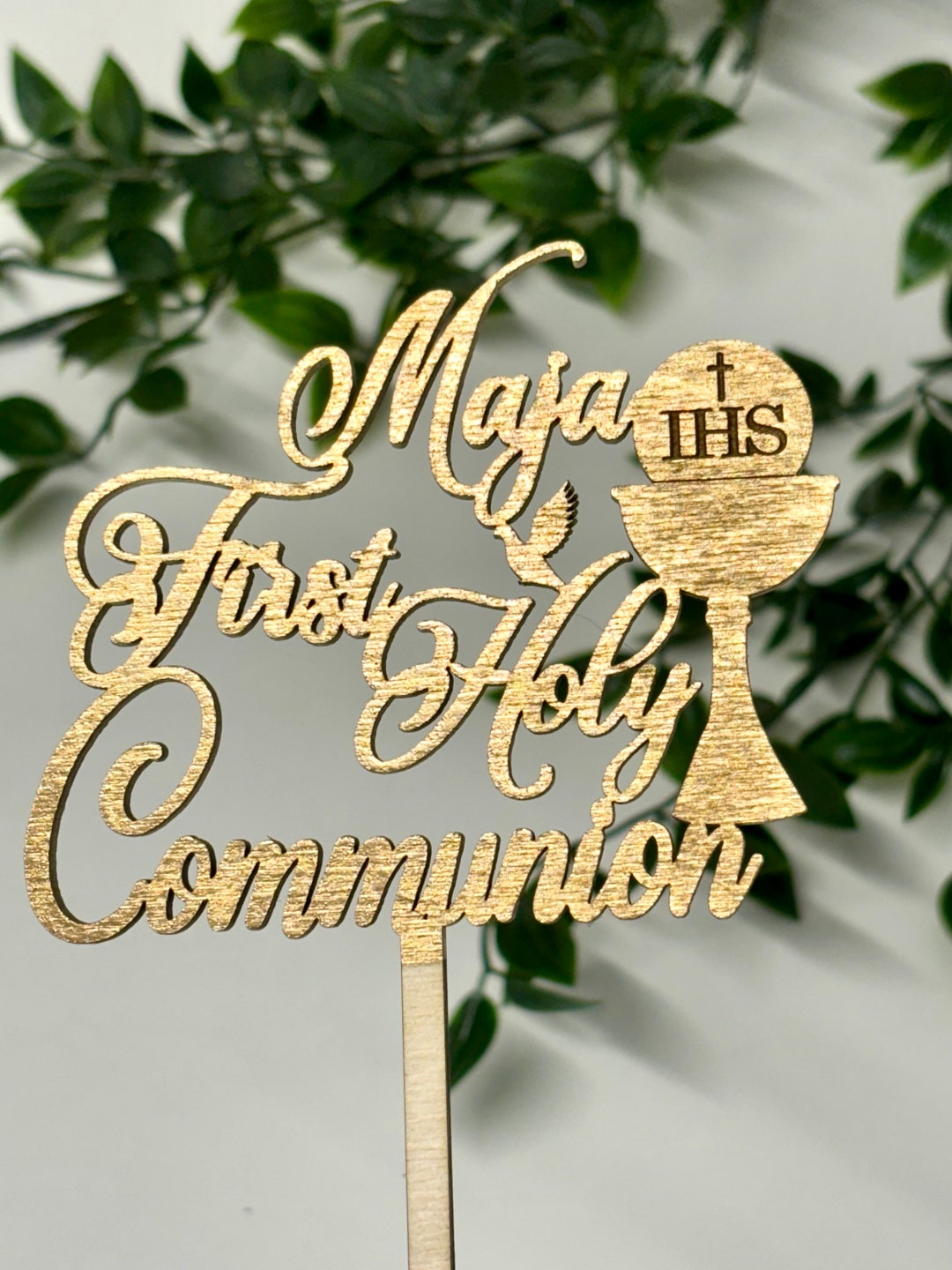 First Holy Communion Cake Topper ,wooden Cake Topper-any Name, - Etsy