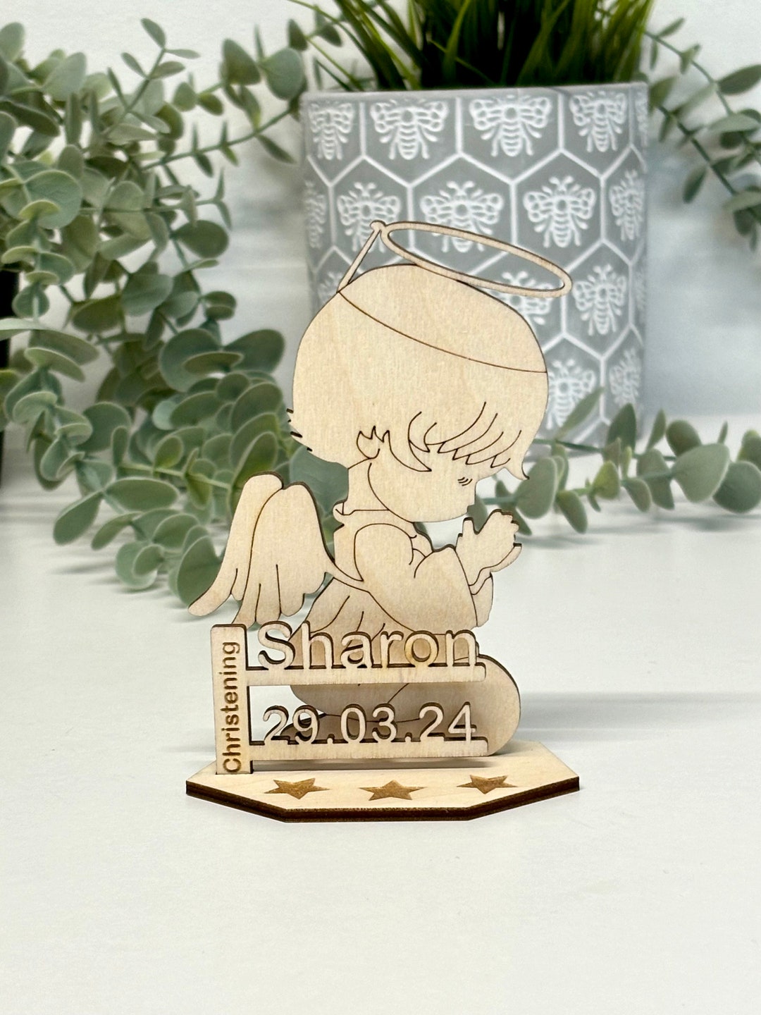 Personalised Christening Gift, Angel With Stand ,plaque, Christening ...