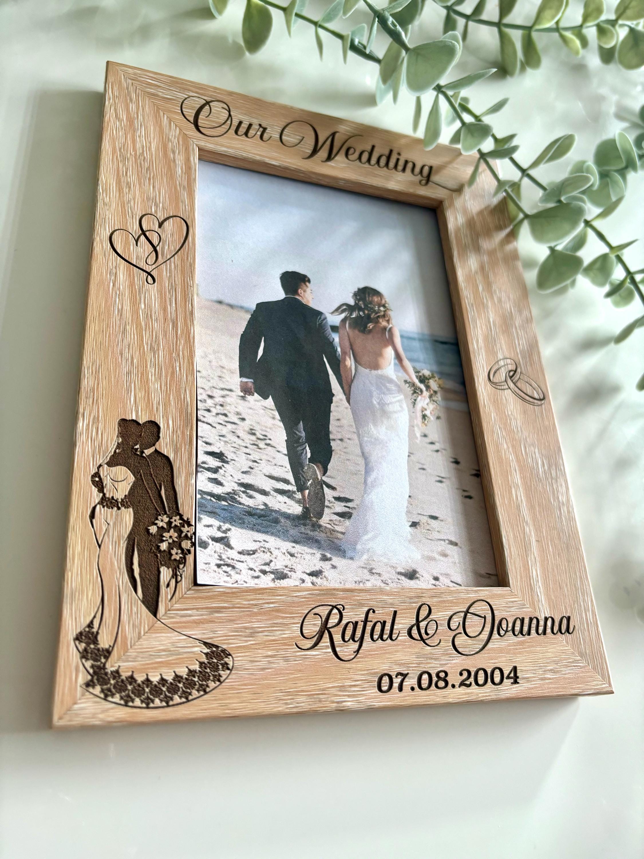 Personalized Engraved Wooden Wedding Photo Frame, Any Language - Etsy