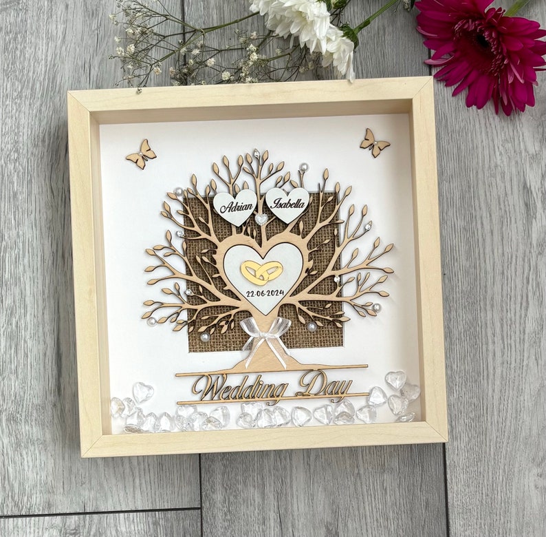 Personalised Family Tree, 3D Box Family Frame, Wedding Day Gift ...