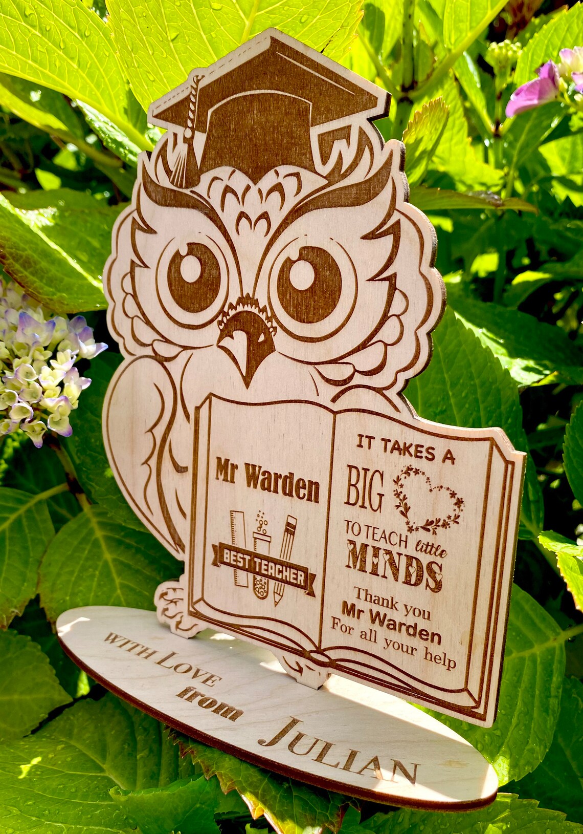 Personalised Teacher Gift Wooden Owl - Etsy