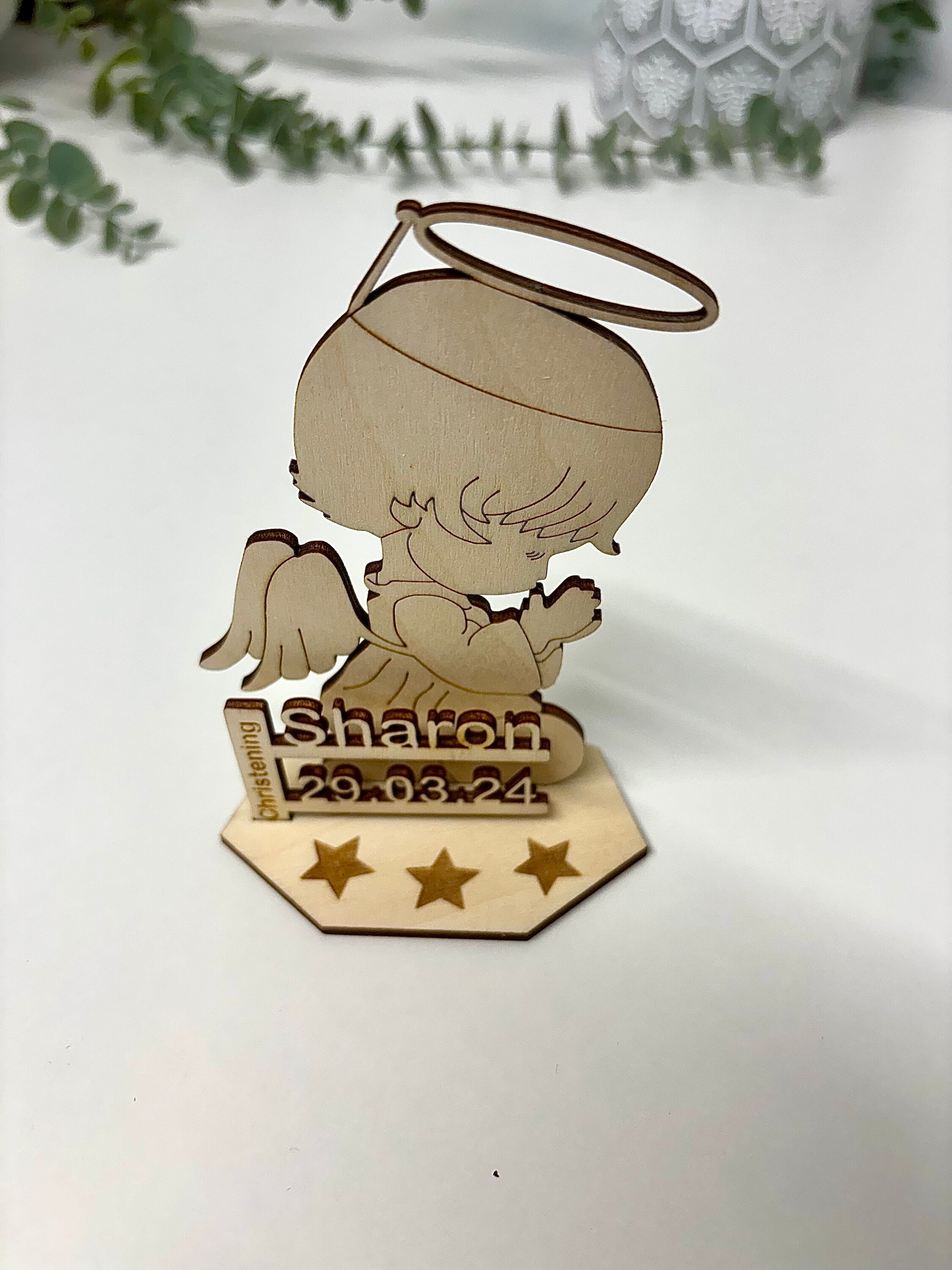 Personalised Christening Gift, Angel With Stand ,plaque, Christening ...