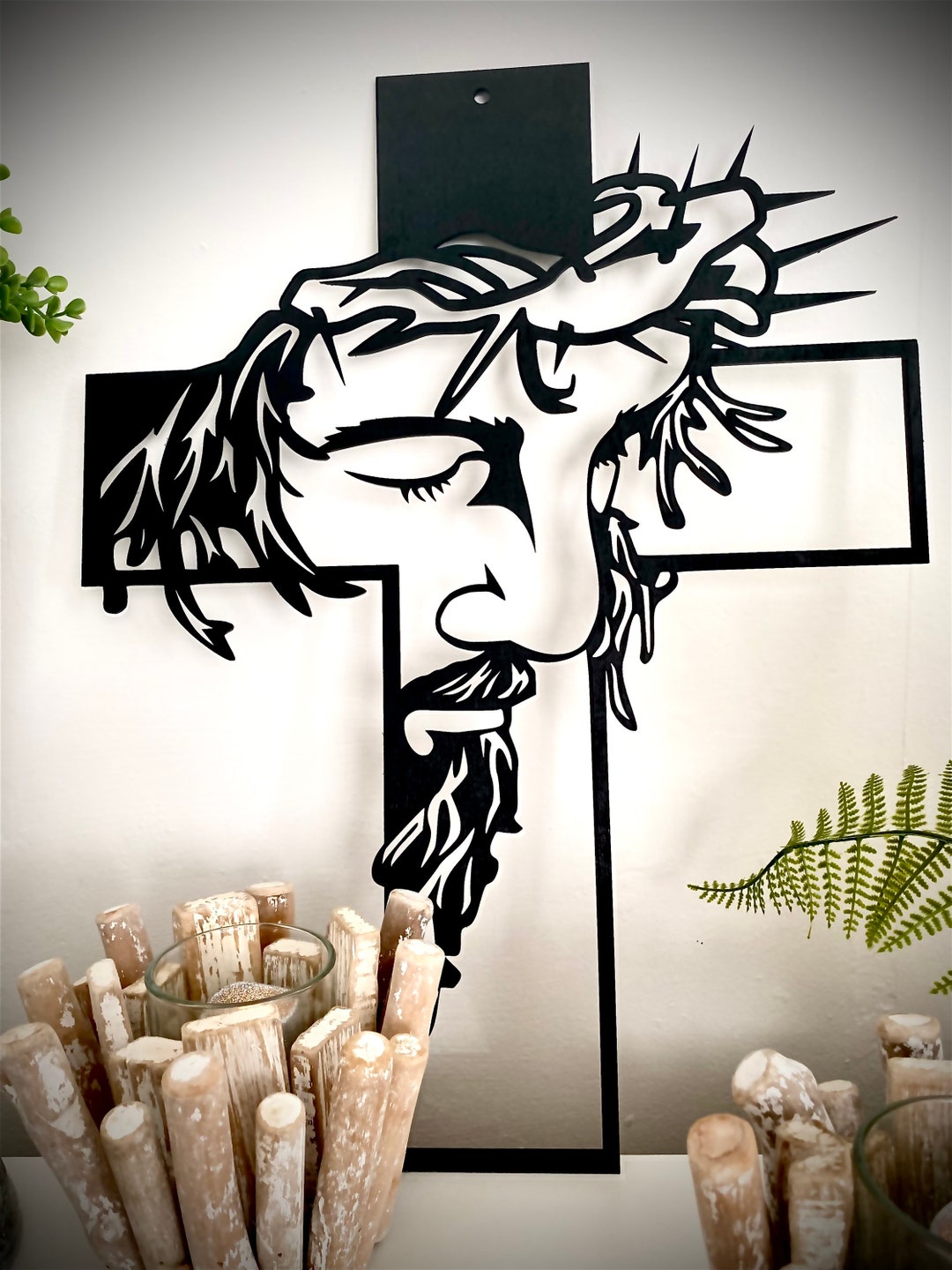 MDF Hanging Wall Cross , Hand Painted, Jesus Christ Religious - Etsy UK