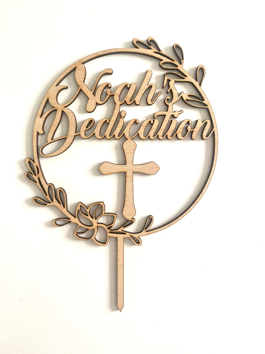 Dedication Cake Topper ,wooden Decorations-any Name, Cake Decor ...
