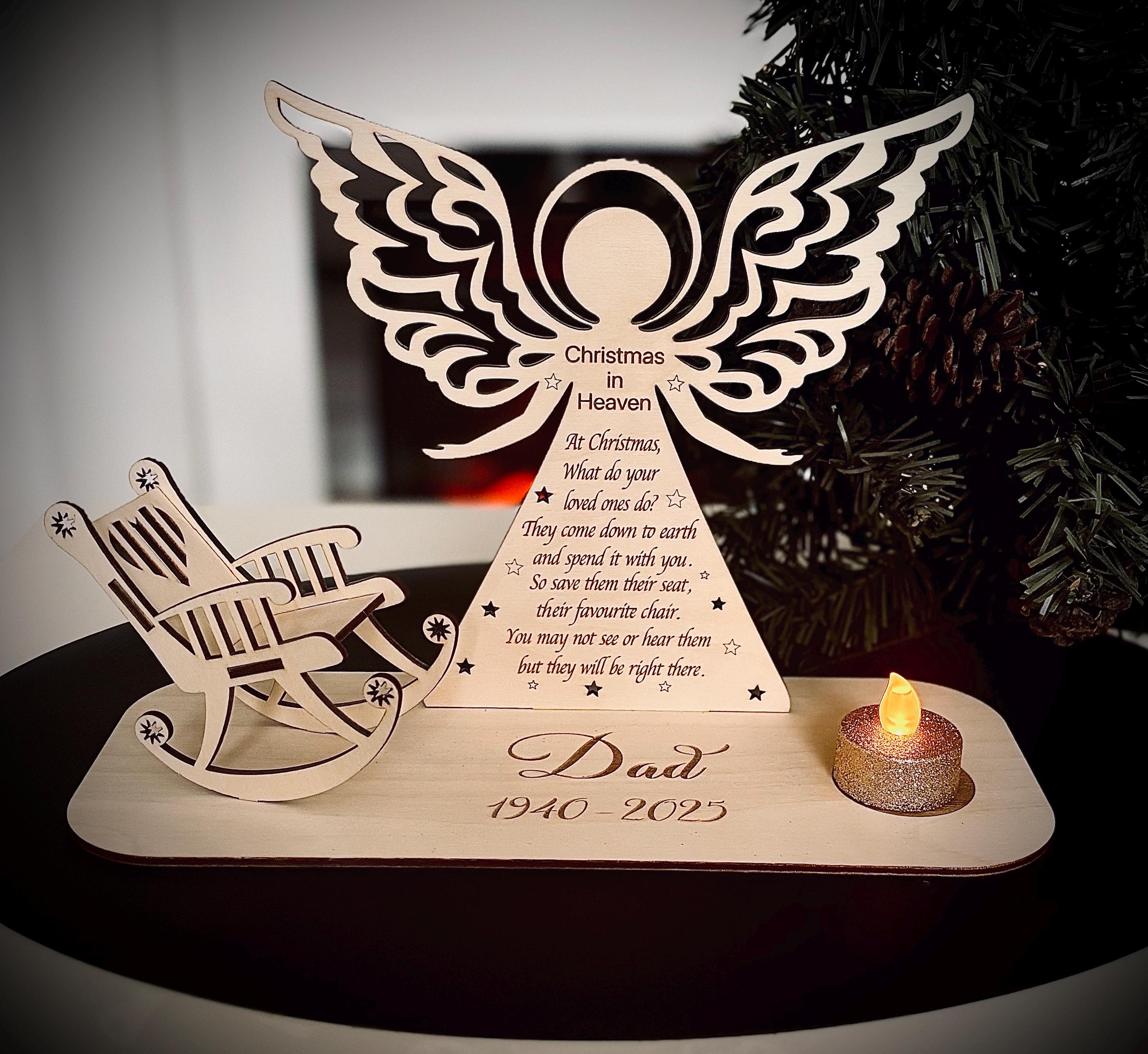 Christmas in Heaven Poem Rocking Chair Angel Memorial Ornament ...