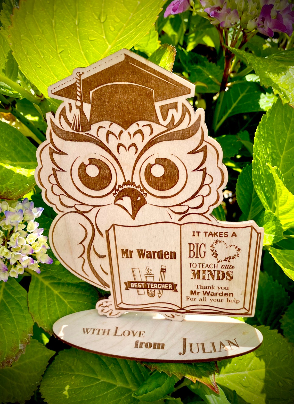 Personalised Teacher Gift Wooden Owl - Etsy