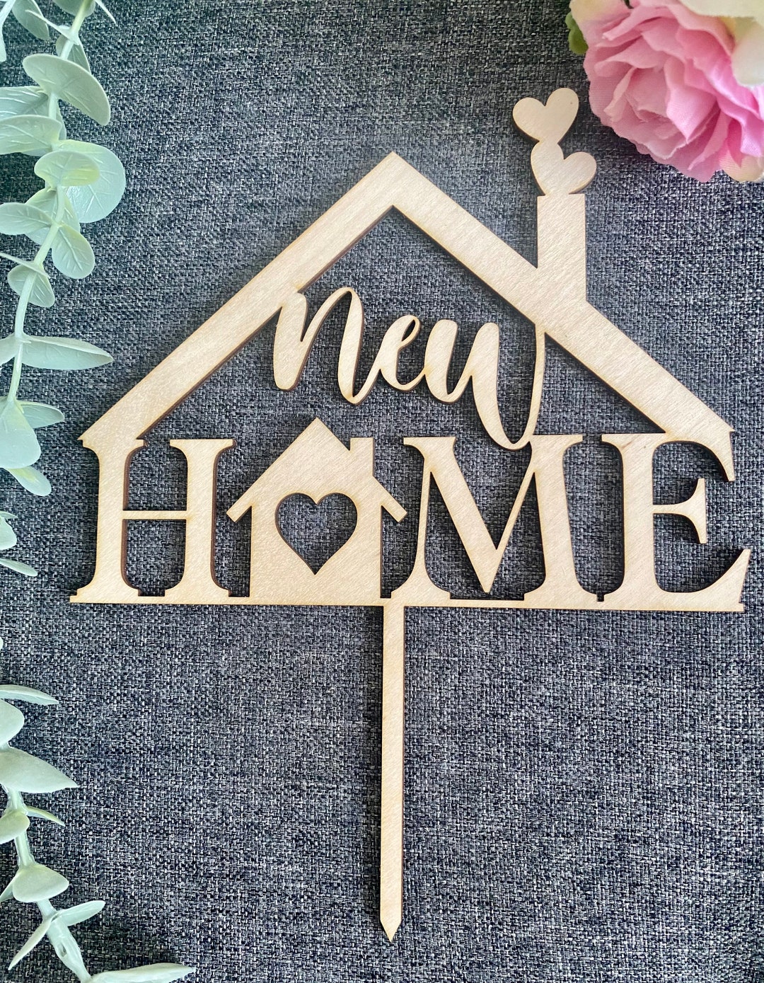 New Home Cake Topper, Wooden Cake Topper New Home Gift New Home ...