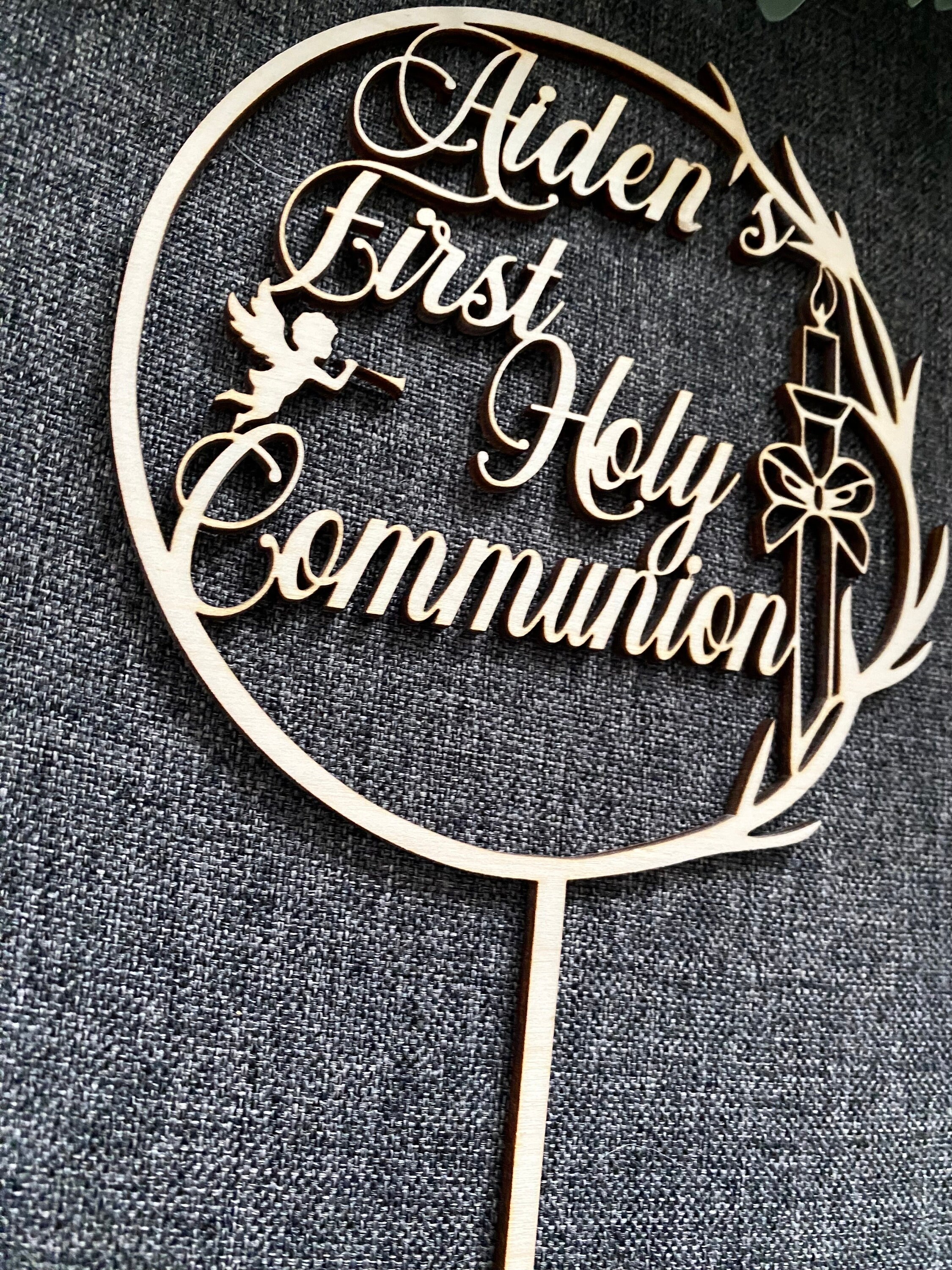 First Holy Communion, Wooden Cake Topper-any Name, - Etsy