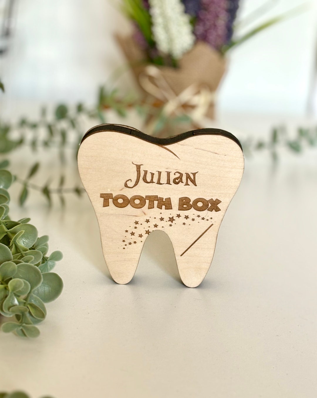 Tooth Fairy Box. Personalised Wooden Keepsake - Sliding . First Tooth ...