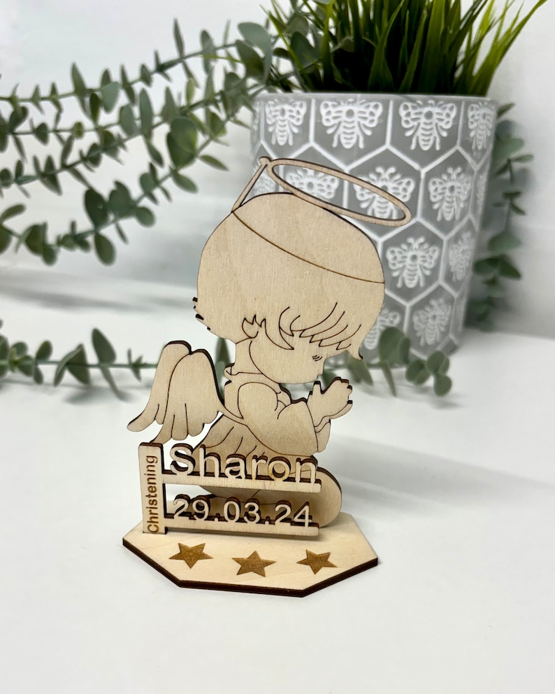 Personalised Christening Gift, Angel With Stand ,plaque, Christening ...