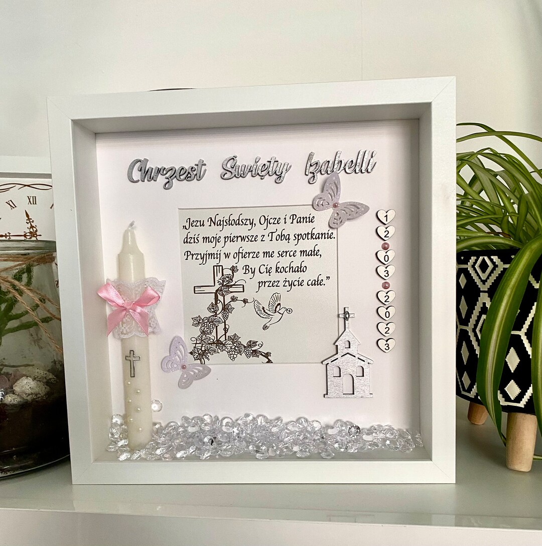 Christening Gift Frame , 3D Box Frame, Chrzest Swiety , Keepsake, on ...