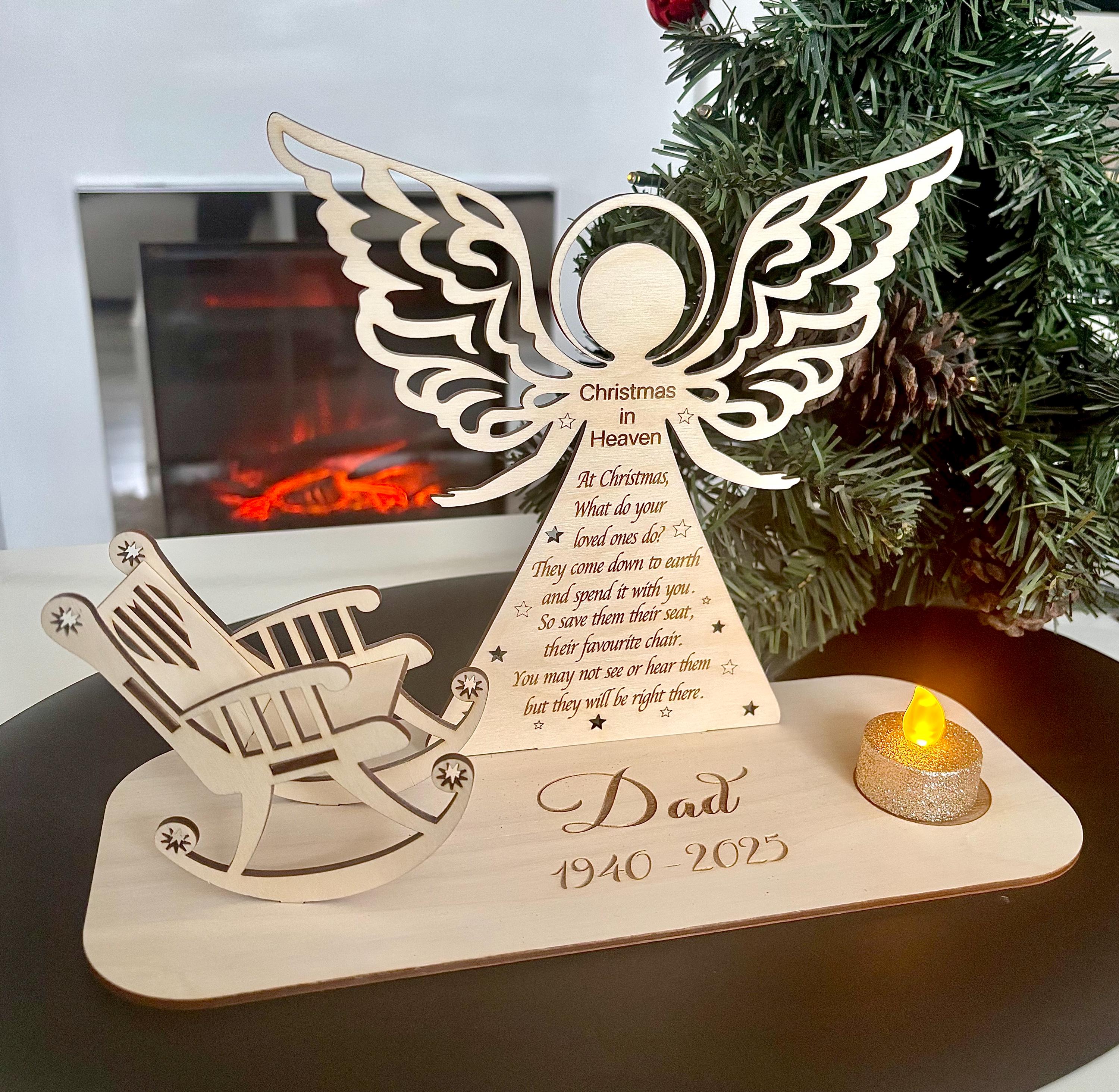 Christmas in Heaven Poem Rocking Chair Angel Memorial Ornament ...