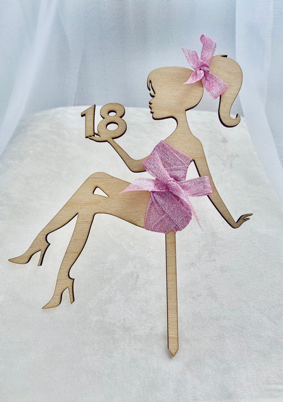 Wooden Cake Topper Sitting Girl Lady Figure Birthday Party - Etsy