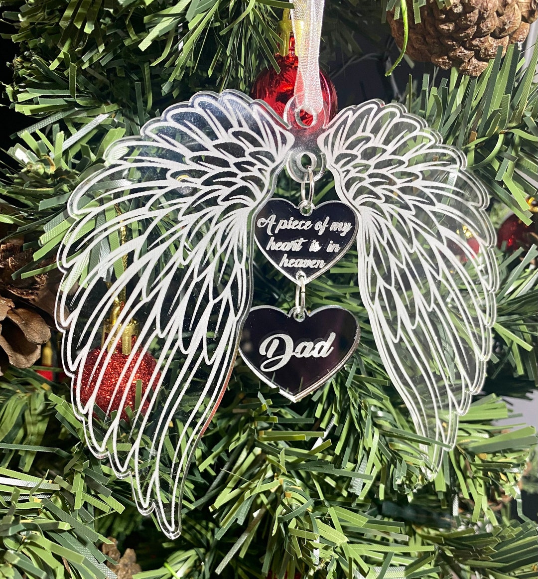 Personalised Angel Wings Memorial Christmas Tree Hanging Decoration ...