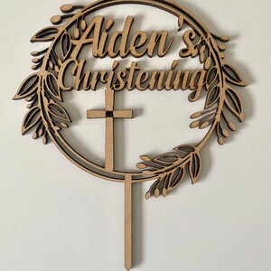 Christening Cake Topper ,MDF Decorations-any Name - Etsy