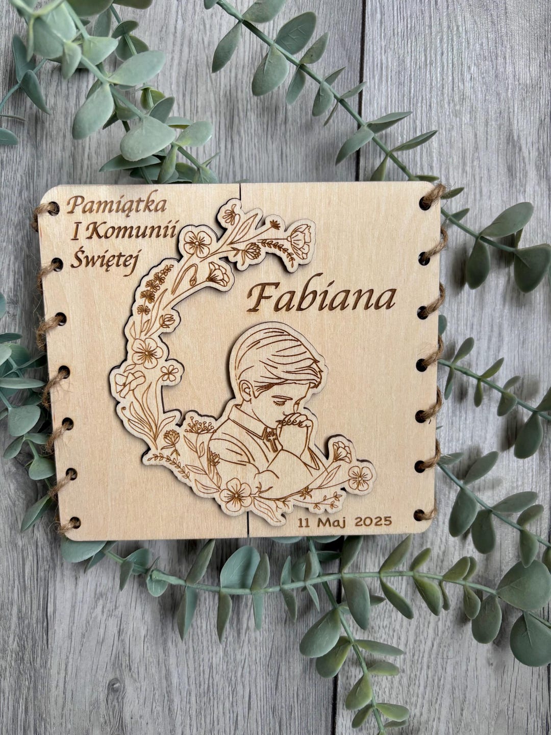 Pierwsza Komunia Swieta Drewniana Kartka, First Holy Communion Folding ...
