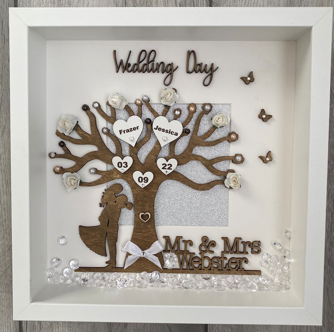 Personalised 3D Box Frame Perfect for Anniversary, Wedding Gift. 27cm X ...