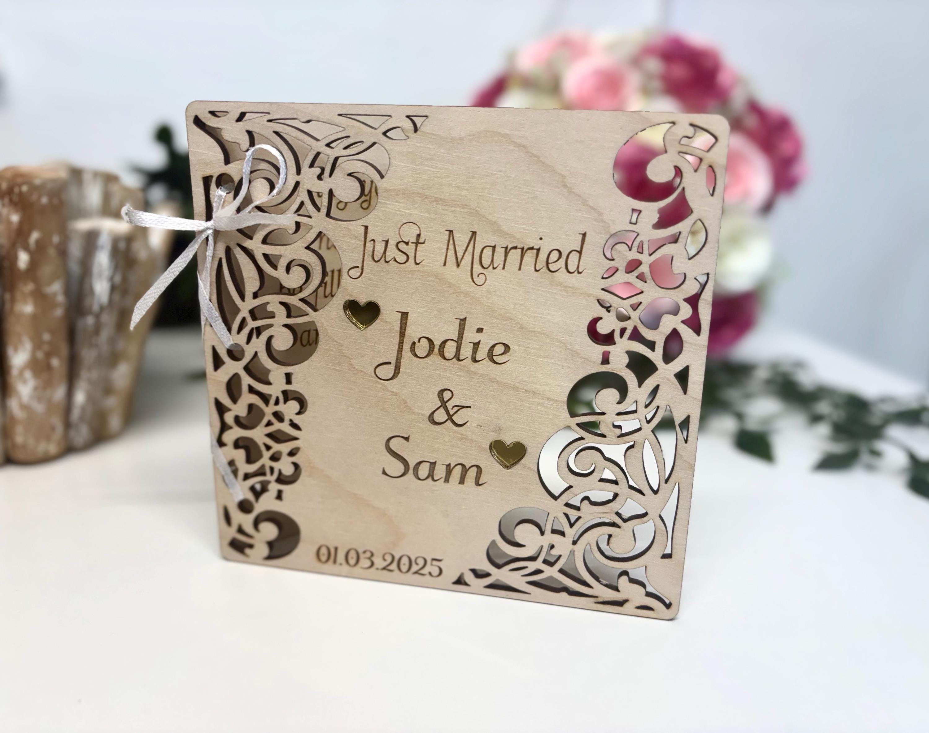 Personalized Wooden Wedding Card, Handmade Anniversary Gift - Etsy