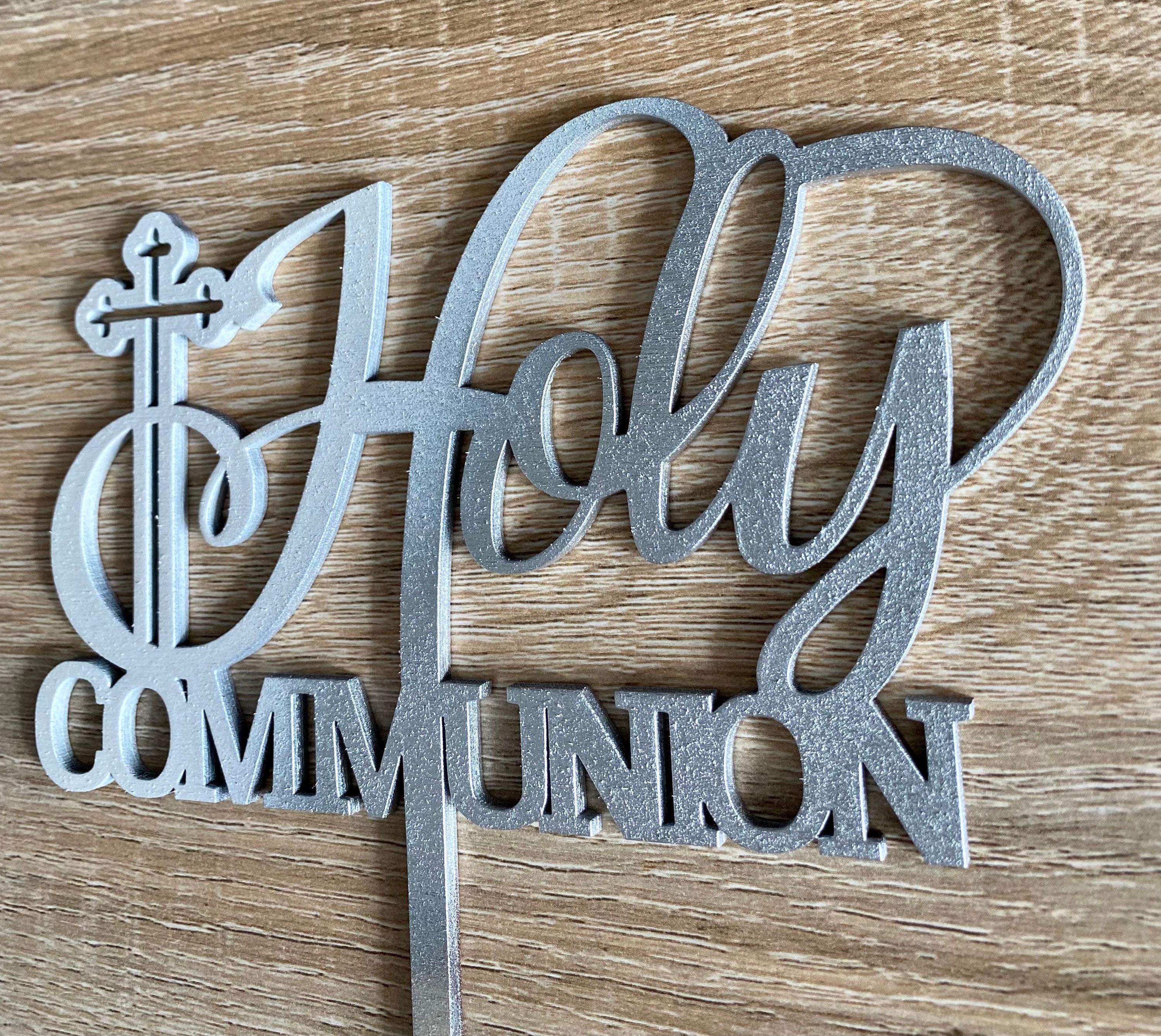 Holy Communion Wooden Cake Topper White-silver Ombre - Etsy UK