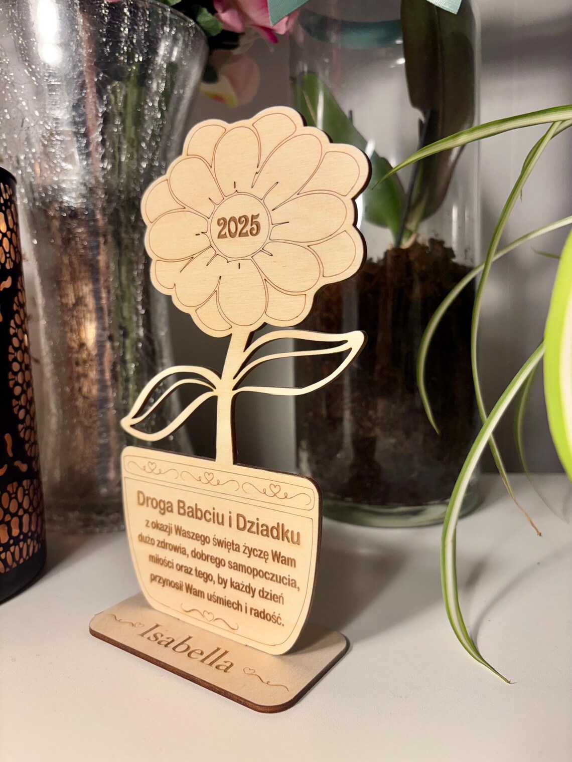 Grandma and Grandpa's Day. Flower With Engraved Wishes - Etsy