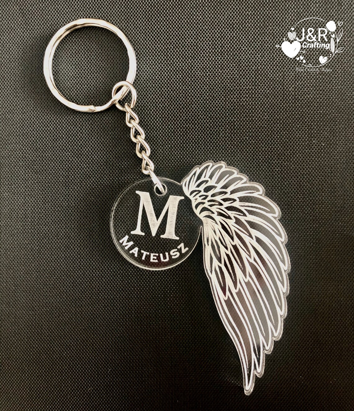 Personalised Initial & Name Angel Wing Keyring - Etsy UK