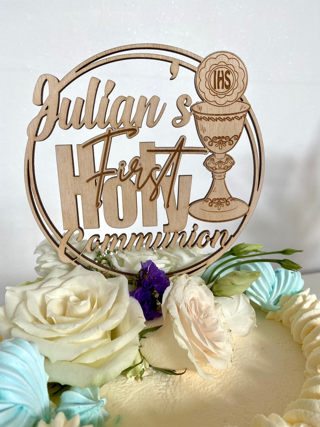 First Holy Communion, Wooden Cake Topper-any Name, - Etsy