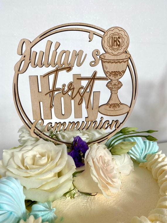 First Holy Communion Wooden Cake Topper-any Name - Etsy