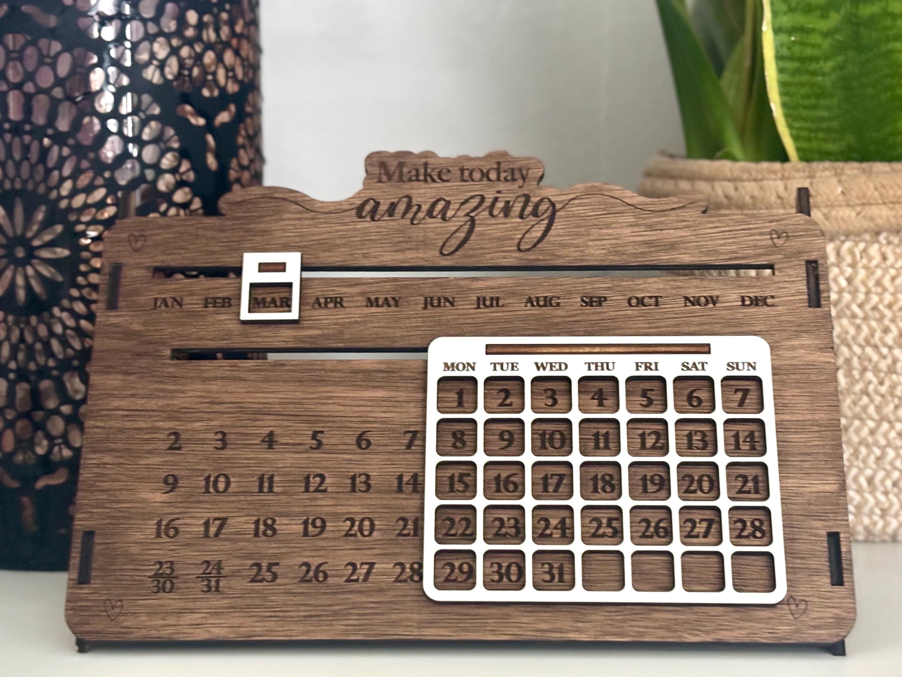 Personalized Wooden Perpetual Calendar Desk, Art Deco Style - Etsy