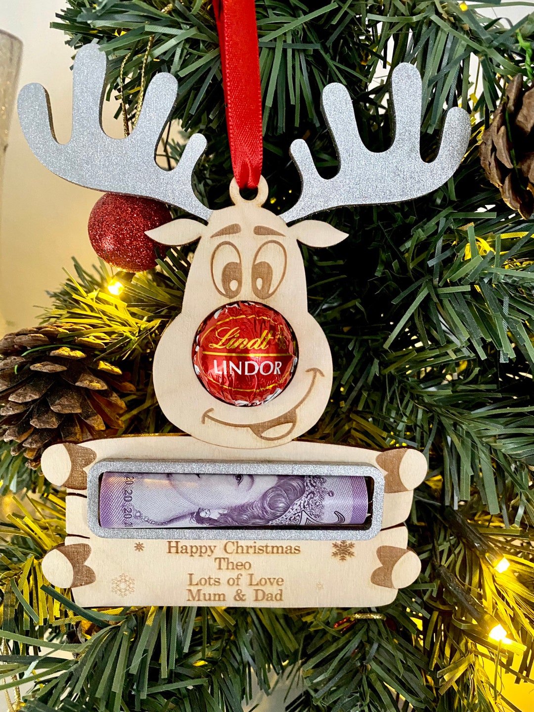 Personalised Merry Christmas Money Holder Gift, Wooden Reindeer ...