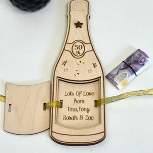 Personalised Birthday Money Holder Champagne Bottle Any Age Birthday ...
