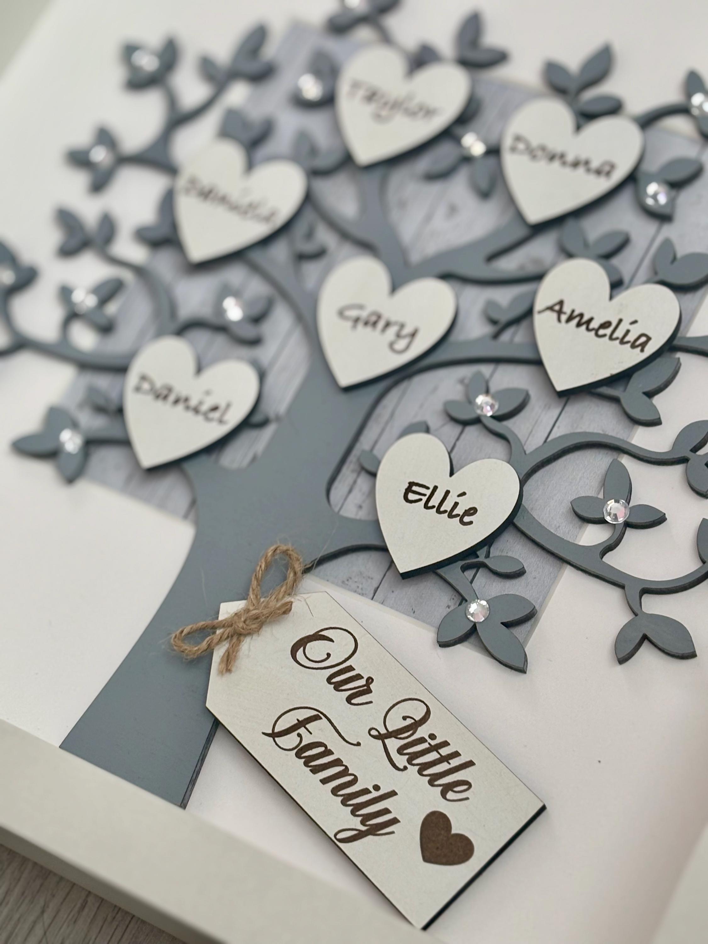 Personalized 3D Family Tree Box Frame, Engraved Heart Gift - Etsy